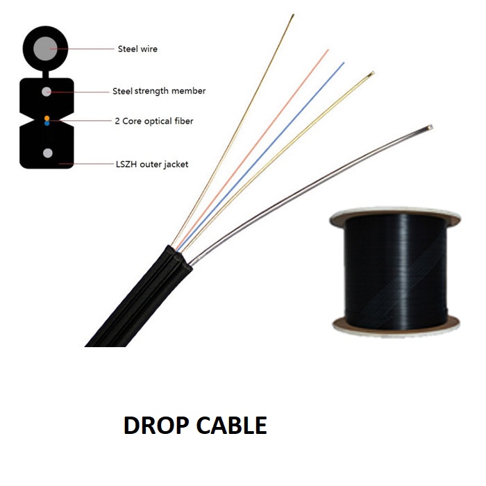 Drop cable exterieur, avec autoporteur en acier - Alief